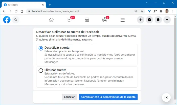 Cómo cerrar una cuenta de Facebook temporalmente